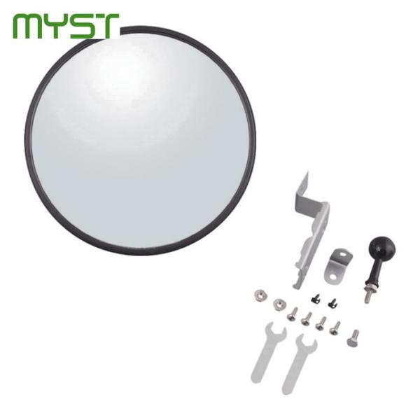 MYST 屋内外両用安全ミラー|特長:ガレージまわりの安全確認・防犯にお使いいただけます。 ミラー部は軽くて割れにくいアクリル樹脂製です。 広範囲が見えるため、ガレージまわりの安全確認・防犯にご使用いただけます。