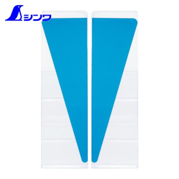 シンワ 標尺用オプション|特長:測定物に付き当てられ、キワにも合わせやすい形状です。 ゴムがなくても強く挟め、位置決めの突起で真っ直ぐに取り付けられる形状です。 大きくて見やすい矢印で、反射を抑えます。