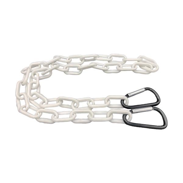 ラクテム プラチェーン|特長:指定寸法にカットしたプラスチックチェーンです。 両側にカラビナフックを取り付けてます。