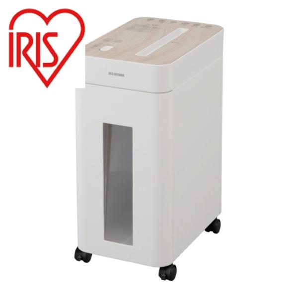 IRIS シュレッダー|特長:静音設計45dB(空転時)、使用時の音が気にならない静音のオフィスシュレッダーです。 一度にA4コピー用紙を最大10枚細断できます。 細断サイズが約4×2mm(クロスカットタイプ)。