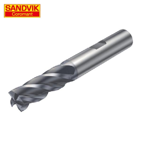 SANDVIK 超硬スクエアエンドミル|特長:肩削り加工からフル溝加工も最適です。 フル溝加工で、最大2XDの切込みが可能です。 フルート形状を最適化で、良好な切りくず処理です。