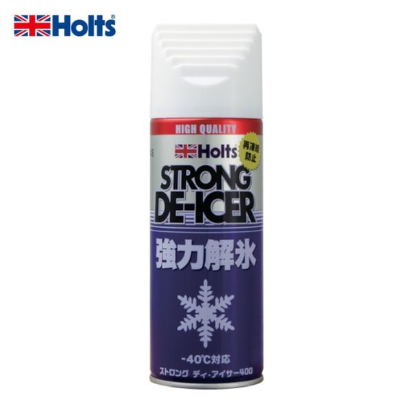Holts 解氷剤|特長:再凍結防止剤入りの強力解氷剤です。 寒さによるウインドガラスの凍結を溶かし、手早く安全な視界を確保します。 吹き付けるだけで手軽に氷や霜を溶かし、再凍結を防止します。