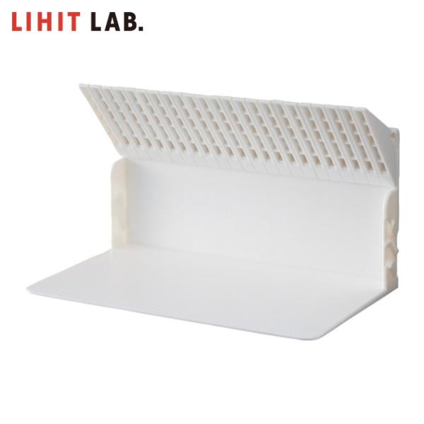 LIHIT ブックエンド|特長:本などを手前側から差し込むとストッパーが上がり、両サイドのストッパーが差し込んだものを保持するので本1冊でも倒れない。 1冊だけ抜き取っても、抜き取ったところのストッパーだけが下がり、隣の本が倒れないので、抜...