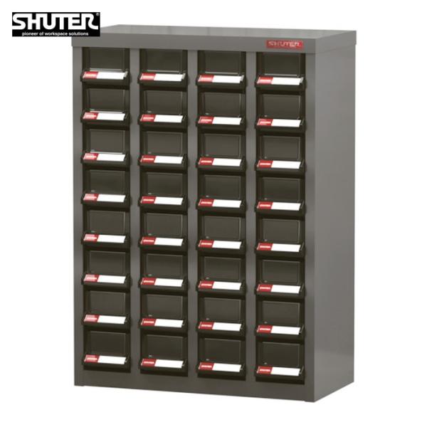 SHUTER 小型パーツケース|特長:引出しは落下防止ストッパー付きで安心です。 亜鉛メッキが施され錆びにくいです。 引出しの取っ手が底部にあることで、前面の透明窓から中を覗きやすくしています。