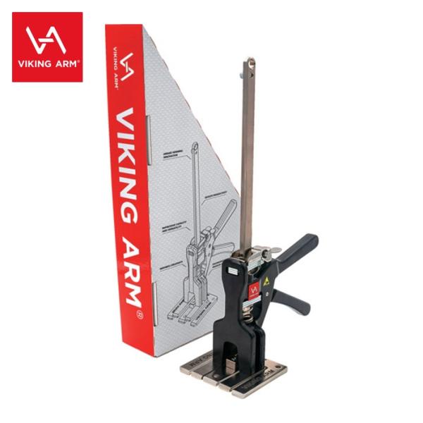 バイキングアーム 建築用ジャッキ|特長:特許取得の独自構造で150kgまでの重量物を最大215mmまで動力なしで持ち上げられます。 ハンドルを天地逆さまに差し替えることでクランプとしても使用できます。 1mm単位で微調整可能なのでレベル調整...