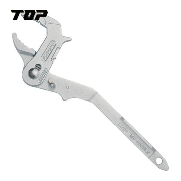 TOP モーターレンチ|特長:量水器メーター交換が大幅にスピードアップします。 1丁で2サイズのユニオンナットに適応します。 ボックス内でラチェット駆動しユニオンナットを回します。