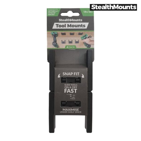 ステルスマウント ツールハンガー|特長:Hikoki/Metabo HPT/Hitachi 18v用(14。 4V、36Vにも対応)のツールマウント(ホルダー)です。 マウントに取り付ける時は“カチっ”とロックがかかるため、振動や逆さ装着に...
