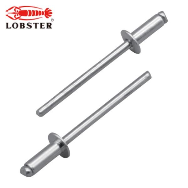 エビ ブラインドリベット|特長:コストパフォーマンスに優れた使いやすいブラインドリベットです。 手に優しいマンドレル先端形状です。 片側から複数の母材をワン・アクションで締結できます。