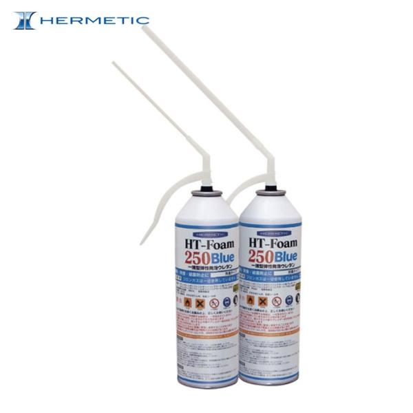 ヘルメチック 発泡ウレタン|特長:弾性タイプの発泡ウレタン剤で追随性と高接着性が特長の発泡ウレタン剤です。 JIS A 9511自己消火性・優れた接着力・2タイプの充填用ノズルが付属・スタイロフォーム色ですので補修箇所が目立ちにくくなります。