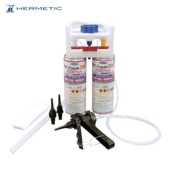 ヘルメチック 発泡ウレタン|特長:速乾タイプ・壁面や天井面での作業が容易・手元操作で施工が容易・優れた接着力・優れた断熱性。