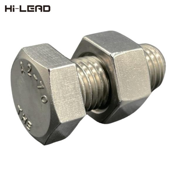 HIーLEAD 六角ボルト|特長:スタイル1ナットはナットの高さは約0。 9Dとなります。 本体規格品のボルトにはワッシャーフェイス(座)がついています。