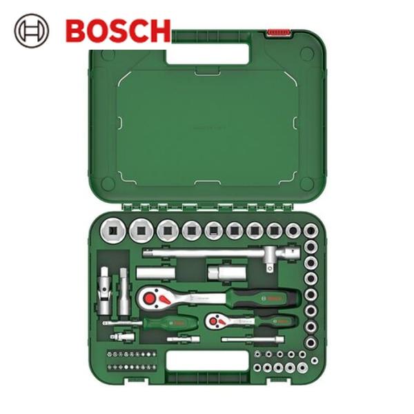 ボッシュ ソケットレンチセット|特長:人間工学に基づいた使いやすい、ボッシュDIYハンドツールシリーズです。 強力な1/4インチおよび1/2インチのラチェット。 狭い場所でも届きやすい湾曲したネック形状と5°の作業角度。