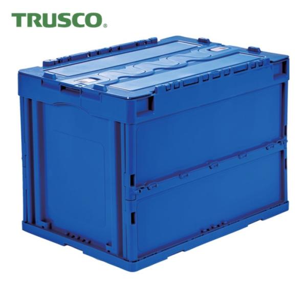 TRUSCO 折りたたみコンテナ|特長:2Lのペットボトルがぴったり入るサイズのフタ付オリコンです。 持ち手部分がラウンド形状になっているので、手が痛くなりにくいです。 短側面に指がかけられるリブ(アシストロック機能)がついているので、段積...