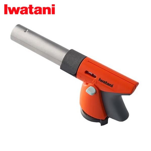 Iwatani ガストーチ|特長:点火レバーを握ると点火、離すと消火する新構造です。 使用しない時に点火レバーを固定するロックつまみ搭載です。 点火レバーを後方に配置、力の入りやすいデザインです。