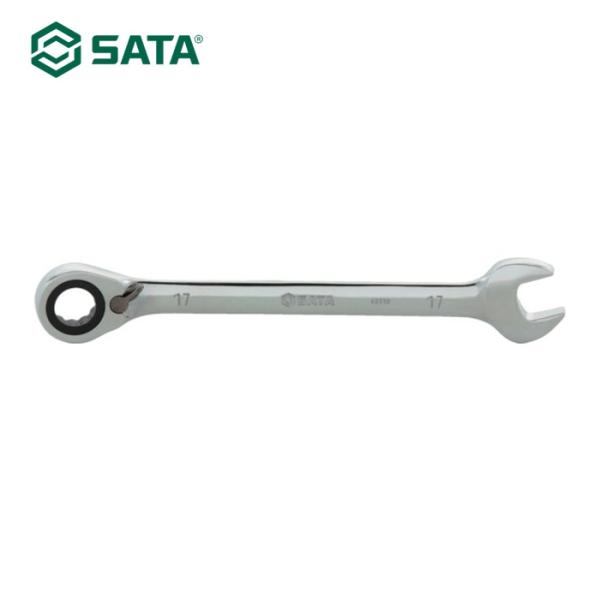 SATA コンビネーションラチェットレンチ|特長:レバーで回転方向を簡単に切り替えできます。 ギア数72、ラチェットボックスエンドの送り角度はわずか5度、狭い場所でも快適に作業できます。 光沢仕上げなため、汚れを簡単に拭き取ることができます。