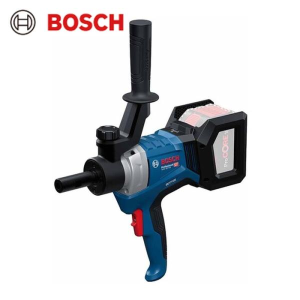 ボッシュ かくはん機(ハンディタイプ)|特長:抜群の操作性・安全設計・ダイヤル式無段変速・ソフトスタート・コンスタントスピード・キックバック防止機構・ロックオフスイッチ・バッテリープロテクションガード。