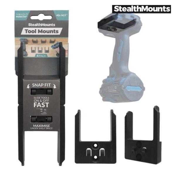 ステルスマウント ツールハンガー|特長:マキタ40V用のツールマウント(ホルダー)でツール本体を安全に保管・整理できるツールホルダーです。 マウントに取り付ける時は“カチっ”とロックがかかるため、振動や逆さ装着による落下は発生しません。 3...