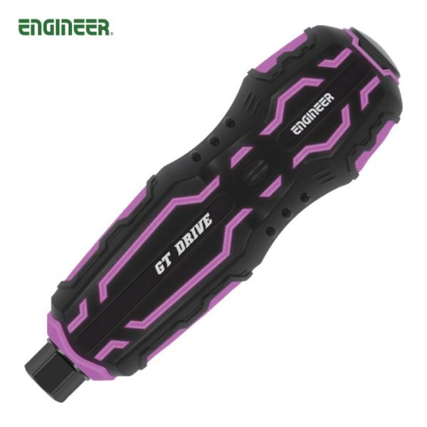 ENGINEER 特定用途用ビット用オプション|特長:ゲンバ女子御用達「PINK&amp;BLACK」。 強力なトルクを生む、人間工学(エルゴノミクス)デザインの貫通ドライバーグリップ。 φ10mmの鉄芯を貫通させているため、ハンマーの衝撃...