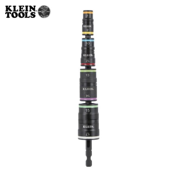 KLEIN ソケットビット(電動工具用)|特長:1本で両頭ビット、ソケット8種類の機能があります。 シャフトとソケットは耐衝撃性があり、高負荷用途向けに設計されています。 サイズで色分けされているため簡単にサイズ確認が出来ます。