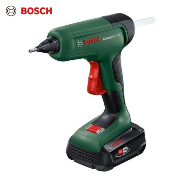 ボッシュ ホットメルト接着剤用ガン|特長:コードレス最高レベルの200°Cで強力な接着力を実現します。 低温モードに切替可能で熱に敏感な素材への接着に最適です。 大容量のグルー吐出量で広い面の作業も楽々、しかも吐出量のコントロールをしやすい...