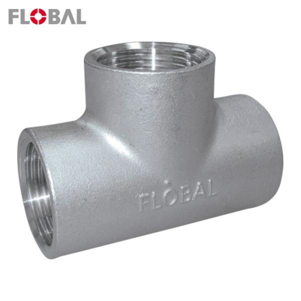 FLOBAL ねじ込み管継手(チーズ)|特長:今後増加傾向にあるステンレス配管の需要に対応・従来のねじ込み継手を更にグレードアップし、豊富にサイズを揃え、より使い易い継手として開発されました。