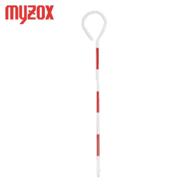 MYZOX ポール|特長:赤白5cm/10cm間隔の多目的スチールポールです。 耐久性に優れた焼き付け塗装です。 場所に応じた使い分けができます。
