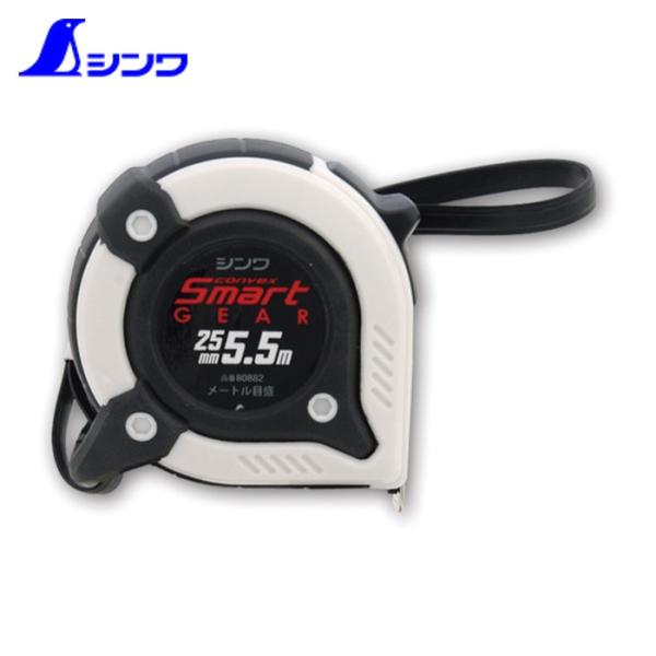 シンワ ロックタイプコンベックス|特長:読み取り易い目盛です。 腰袋にもスッと入るコンパクト設計です。 落下防止コードの取り付けに便利な大型フックハンガー付です。