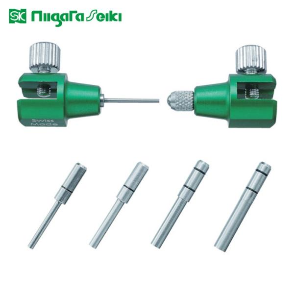 SK 特殊ノギス|特長:ノギスの外側ジョウに取り付ける事でポイント型ノギスとして使用できます。 狭い箇所のポイント測定が可能です。 片側がボール付測定子、片側がピンタイプの測定子となりますので、外側に溝が切られている形状の管の厚さ測定に最適です。