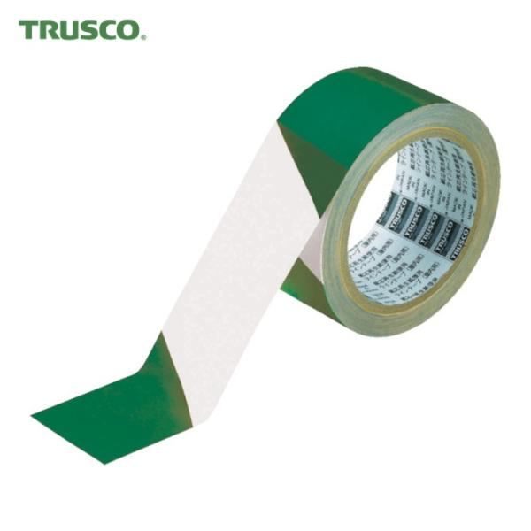 TRUSCO ラインテープ|特長:面にもよくなじむ特殊な粘着剤を使用しています。 接着力が強力で、汚れにくく、耐摩耗性・耐久性に優れたタイプです。