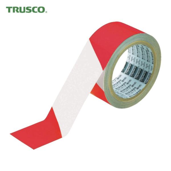 TRUSCO ラインテープ|特長:面にもよくなじむ特殊な粘着剤を使用しています。 接着力が強力で、汚れにくく、耐摩耗性・耐久性に優れたタイプです。