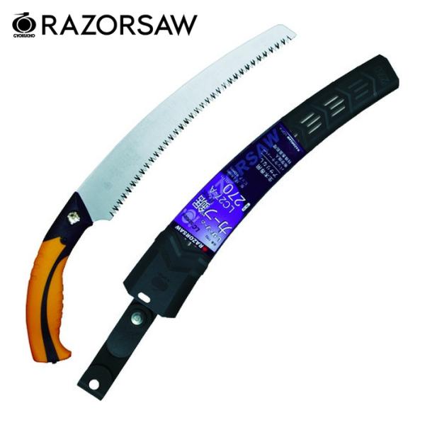 RAZORSAW 園芸用鋸|特長:生木剪定用です。 カーブ形状で食い込みが良く、パワフルに切断します。 アサリが無いので切り口が綺麗です。
