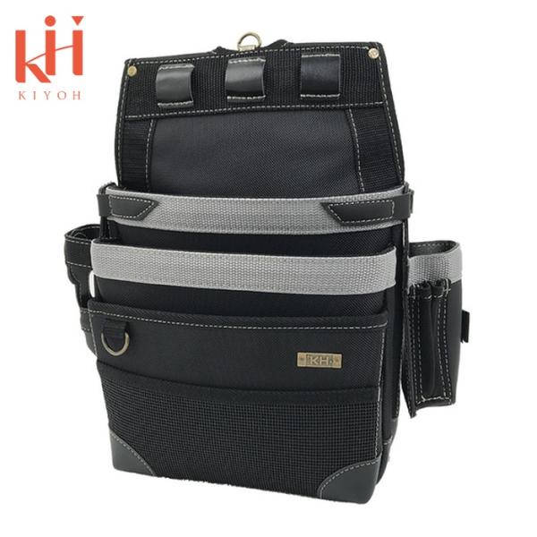 KH 腰袋|特長:高密度で軽量なナイロン生地を使用しており、耐久性に優れたツールバッグです。 曲尺がピッタリ収納できます。 使いやすい標準サイズの釘袋3段タイプです。
