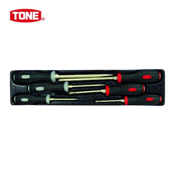 TONE グリップドライバー|特長:人間工学に基づき、握りやすさと回しやすさを追求しており、作業性が抜群です。 ソフトグリップは手にフィットし、パワーを余すことなく先端に伝えます。 先端は、強力マグネット付きです。