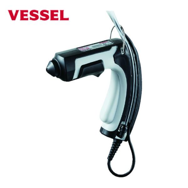 VESSEL エア式除電機|特長:高周波圧電トランス内蔵で効率よくイオンを生成します。 グリップ部分に配線をはめ込む溝があり、セル台に吊り下げて使用するときに便利です。 小型軽量で割れにくいポリカーボネイト製です。