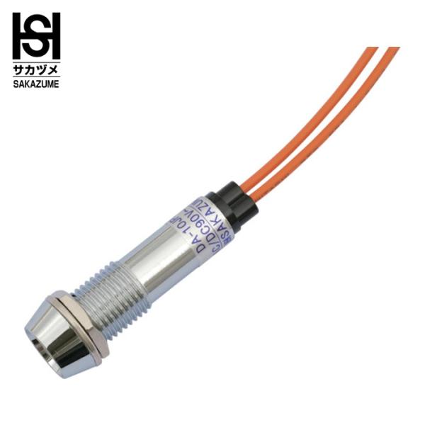 サカヅメ LED表示灯|特長:抵抗器内蔵の高輝度LED表示灯です。 AC/DC100V用電源にダイレクトに接続できます。 長さ200mmのリード線(UL1430 AWG24)付です。