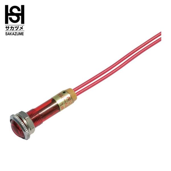 サカヅメ LED表示灯|特長:抵抗器内蔵の高輝度LED表示灯です。 AC/DC200V用電源にダイレクトに接続できます。 長さ200mmのリード線(UL1430 AWG24)付です。