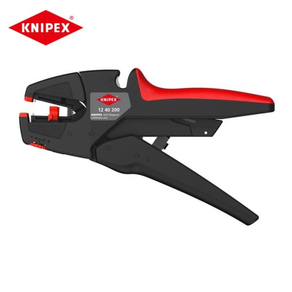 KNIPEX ワイヤストリッパー|特長:様々な導体断面に自動的に適合するので、芯線を傷めずにストリッピングできます。 様々な絶縁体に合わせて、切込み深さを調節できます。 銅線およびアルミ線用カッター付です。