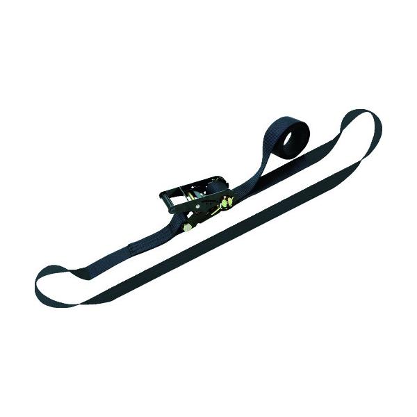 シライ ベルト荷締機|特長:ラチェットバックル式で、簡単な操作で確実に固縛できます。 エンドレス形・両端アイ形・その他端末金具付きがあり、さまざまな固縛シーンに対応できます。