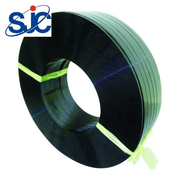 積水 PPバンド|特長:金具シール用ポリエステルバンドです。 PPバンドに比べ、結束後の伸びが少なく、強度が必要な梱包に最適です。