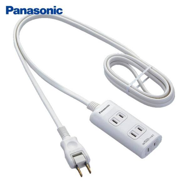 Panasonic オフィス用2Pタップ|特長:柔らかなスクエア形状の上質なデザインと洗練されたカラーのタップです。 熱に強く、丈夫な根元部分とコードを採用しています。