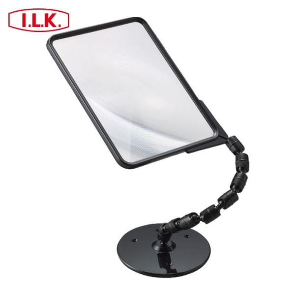 池田レンズ スタンドルーペ|特長:A4サイズの紙面が視野に入る本格ワイドレンズ採用のスタンド型拡大鏡です。 文字も写真も広い範囲が大きく見える読書用ルーペです。