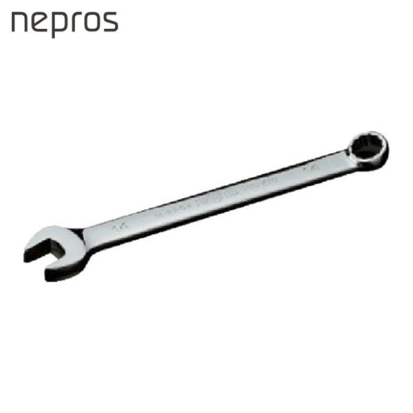 nepros コンビネーションスパナ|特長:めがね部はKTC独自のNパワーフィットを採用し、応力の集中を防ぎ、なめりを防止します。 スパナ部は口開きを防ぐ新設計、めがね部はコンパクトな外径、Nパワーフィットを採用しています。