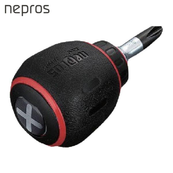 nepros スタビードライバー|特長:グリップエンドには先端表示エンブレム付きで先端形状が一目で分かります。