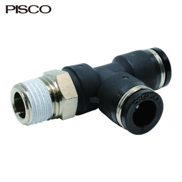 PISCO チューブ継手(ブランチティー)|特長:機種を豊富に取り揃え、あらゆる空気圧配管に対応します。 機種により取付け後、チューブの取出角度が変えられます。 条件により、水を流すことも可能です。