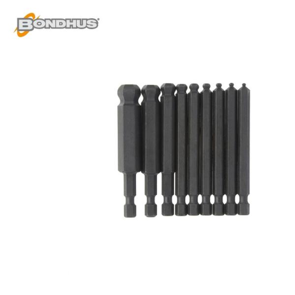 BONDHUS 片頭ドライバービットセット|特長:電動工具との使用に最適です。 ボールポイント形状により最大25度の角度で回す事ができます。 プロガード加工は一般的な黒染加工の5倍以上の耐食性があります。