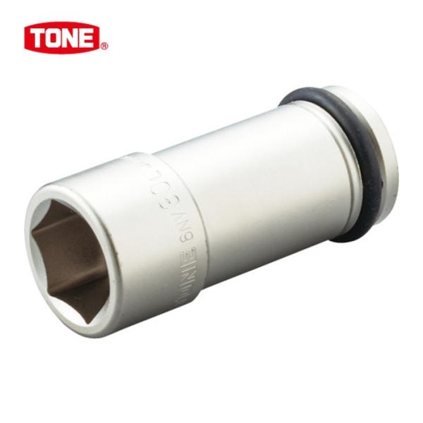TONE インパクト用ソケット(ディープ・セミディープタイプ)|特長:外観品質と防錆力の向上を図った無電解メッキ仕様のインパクト用ソケットです。 Oリング仮置き構造により、レンチにインパクト用ソケットを着脱する際にOリングを一旦溝に仮置くこ...