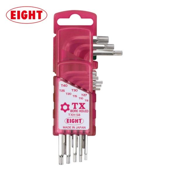 EIGHT ヘックスローブレンチセット|特長:いじり止めねじに対応した穴付のレンチです。 ISO・JIS規格の「ねじ部品用ヘクサロビュラ穴」に基づき設計・製作され、市販のトルクス・ヘックスロブ・LHスティックス等の穴付ねじに適合します。 ド...