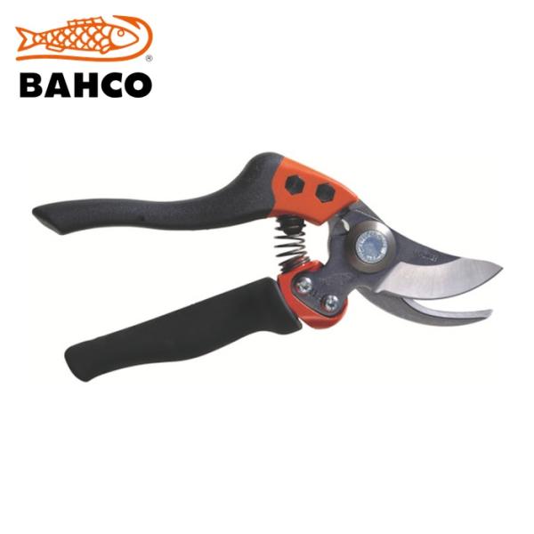 BAHCO 剪定ハサミ|特長:プロ用剪定ハサミです。 下のグリップが動き手にジャストフィットします。 ローリンググリップで1日10000回でも疲れません。