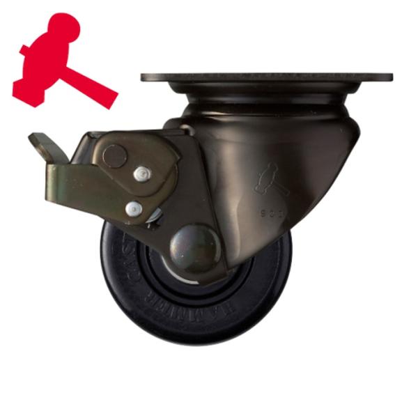 ハンマー プレート式低床式キャスター(ナイロン車)|特長:420S・100mmと同じ取付寸法の低床式重荷重用キャスターです。 重量物で安定を求められる大型機械や重量物運搬用に最適です。