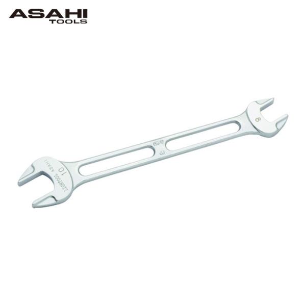 ASH 両口スパナ|特長:メーカー比で20%以上軽量化するとともに省資源を目指した工具です。 JIS S級です。
